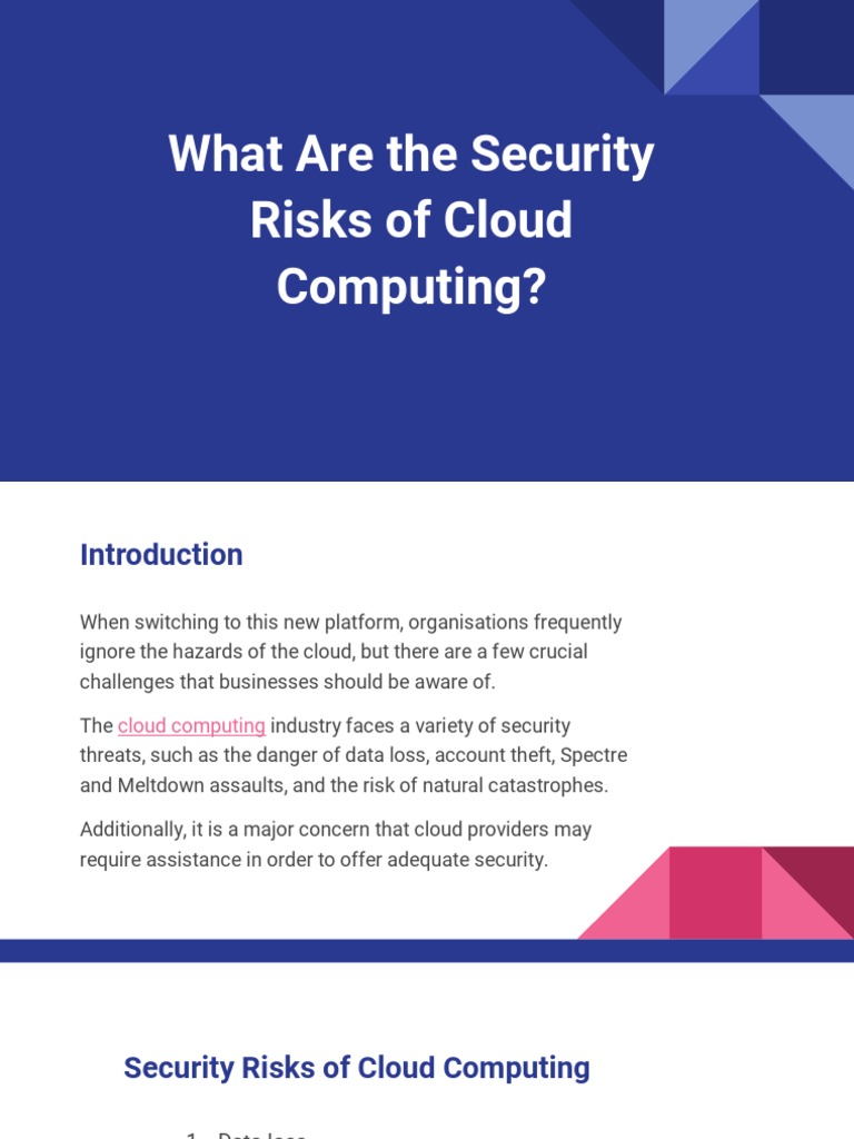 What Are The Security Risks of Cloud Computing | PDF | Security ...