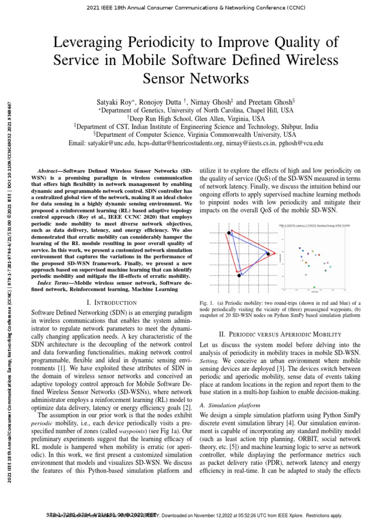 Leveraging Periodicity To Improve Quality Of Service In Mobile Software Defined Wireless Sensor