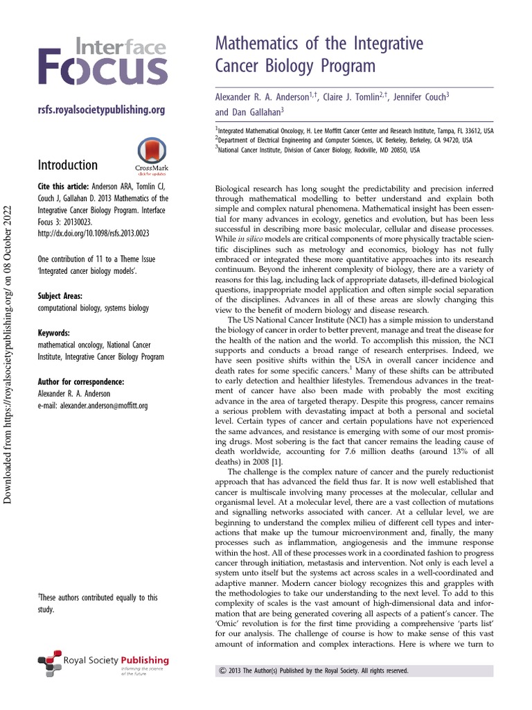 Mathematical Models in Cancer Biology | PDF | Systems Biology | Cancer