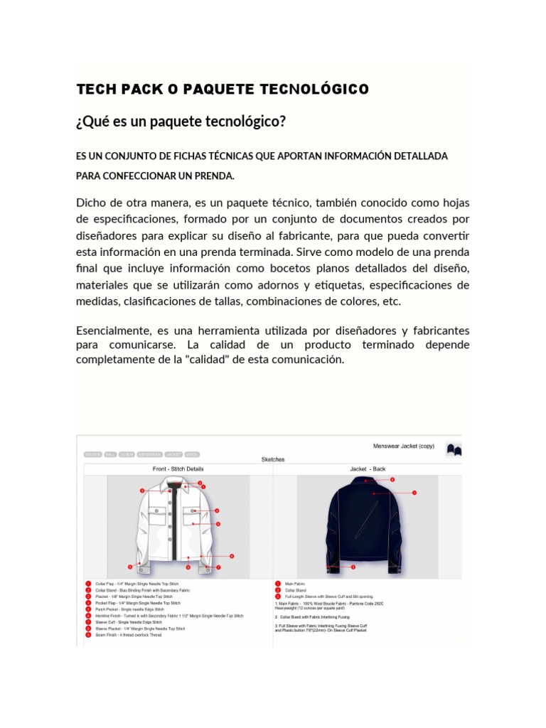 Guía Completa del Tech Pack Textil | PDF | Ropa | Microsoft Excel