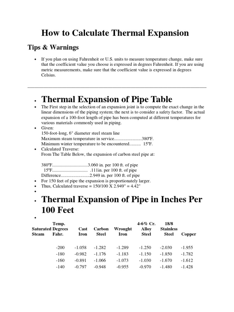 How To Calculate Thermal Expansion | PDF | Thermal Expansion | Pipe ...