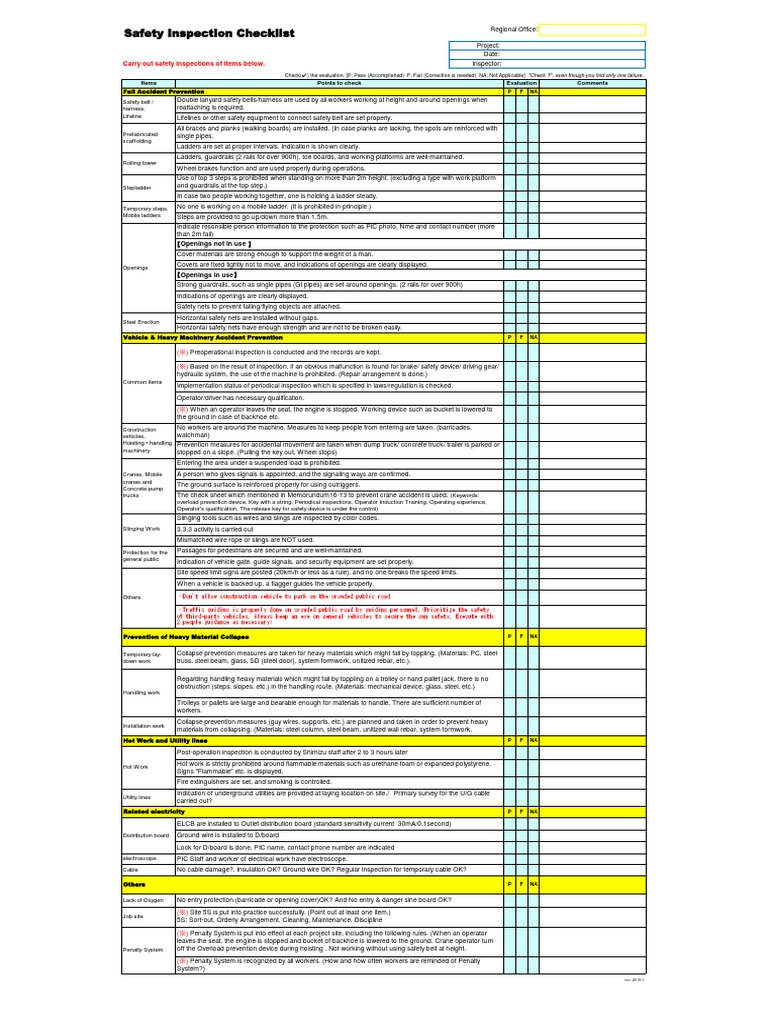 Safety Inspection Checklist | PDF | Crane (Machine) | Truck