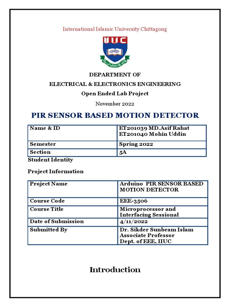 Pir Sensor Based Security System | PDF | Security Alarm | Equipment