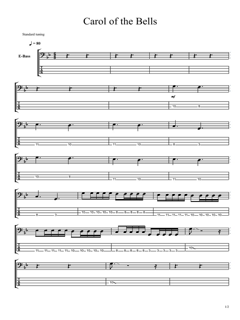 Carol of the Bells Bass Tab | PDF | Musical Instruments