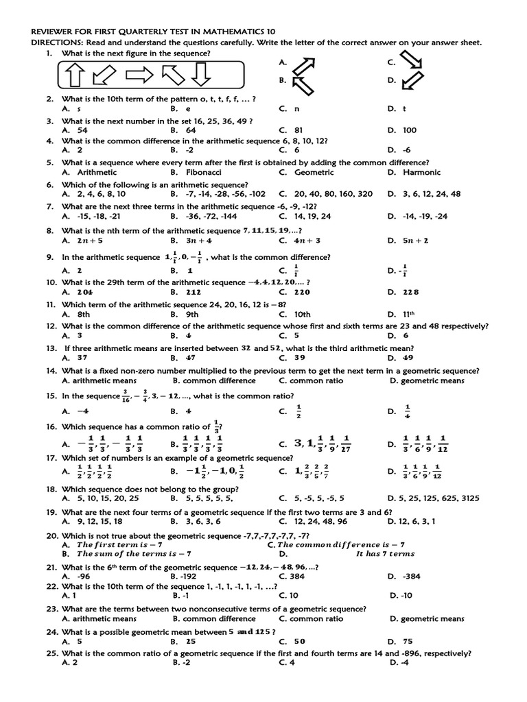 G10 Math Q1 Reviewer Quarterly Test 22 23 | PDF | Factorization ...