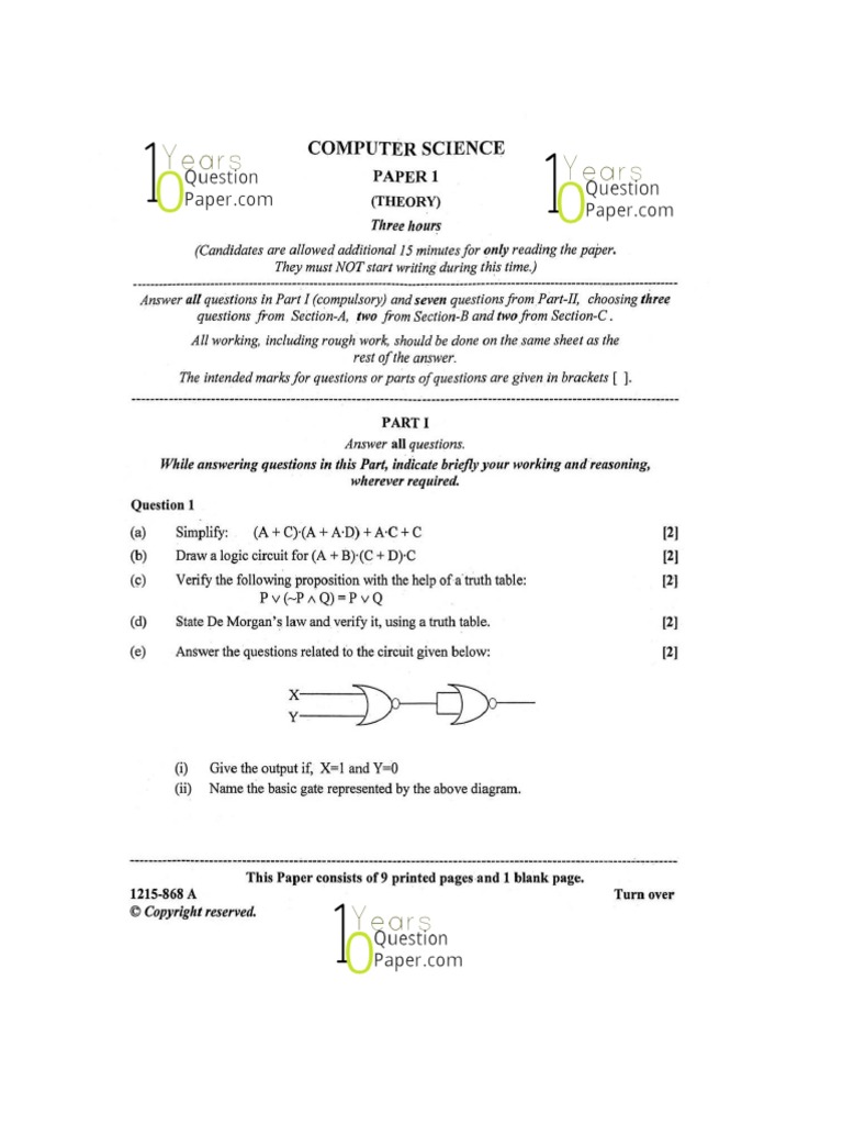 ISC 2015 Computer Science Paper 1 Theory | PDF