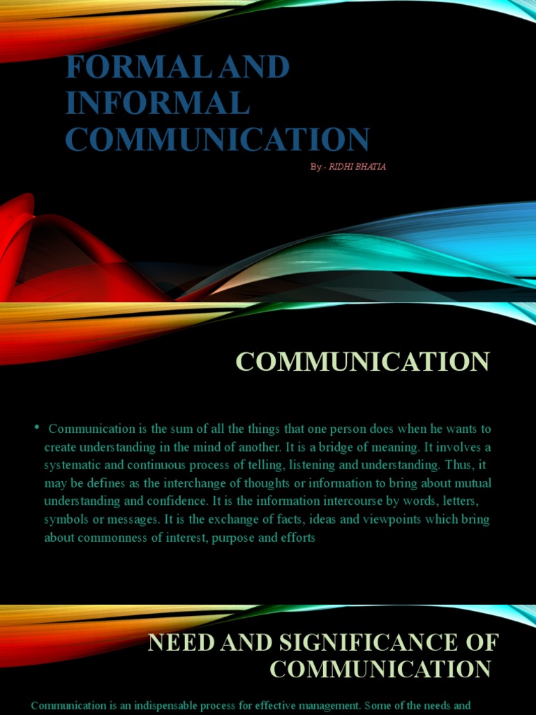 Formal vs Informal Communication Overview | PDF | Communication ...
