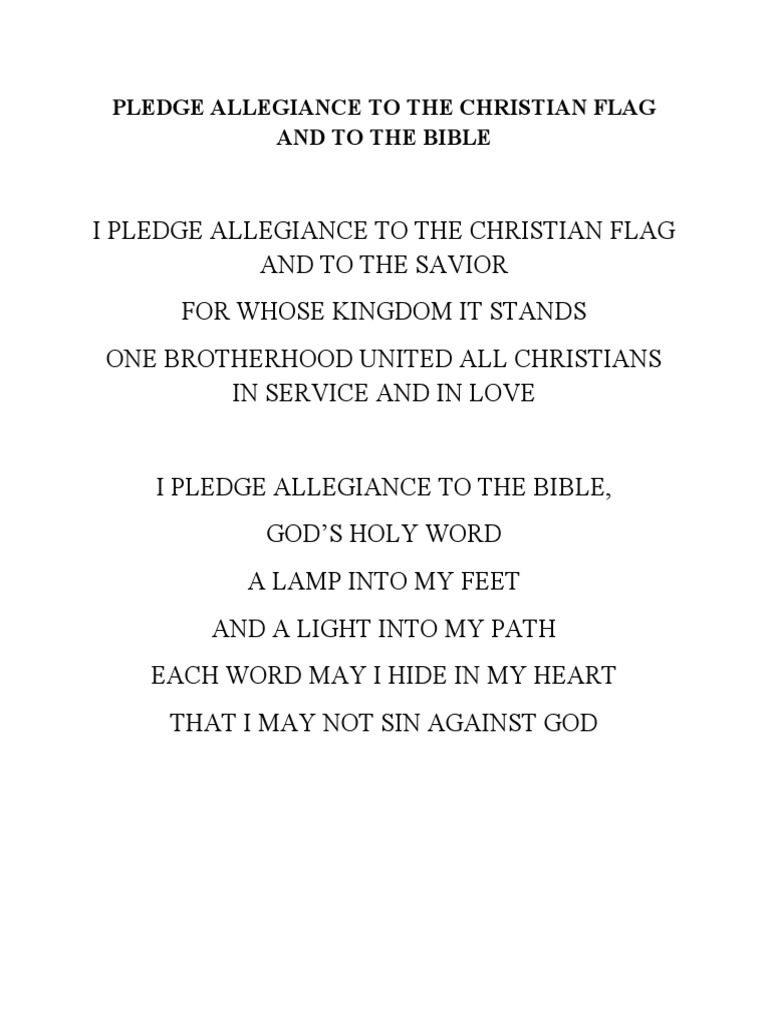 Pledge Allegiance To The Christian Flag and To The Bible | PDF