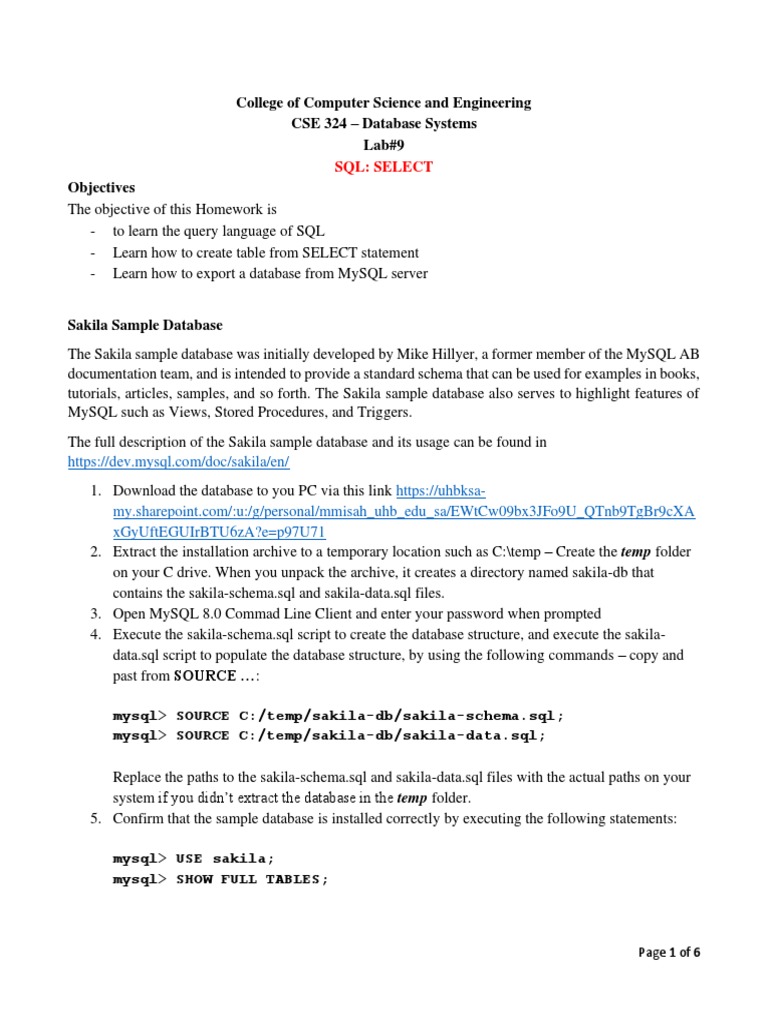 Learning Sql Select Statements Through Hands On Practice With The Sakila Sample Database Pdf