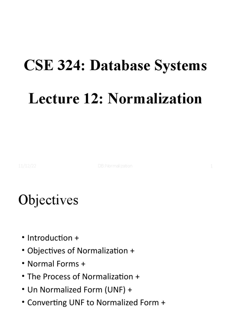 Lecture 12-Normalization | PDF | Data Model | Information Retrieval
