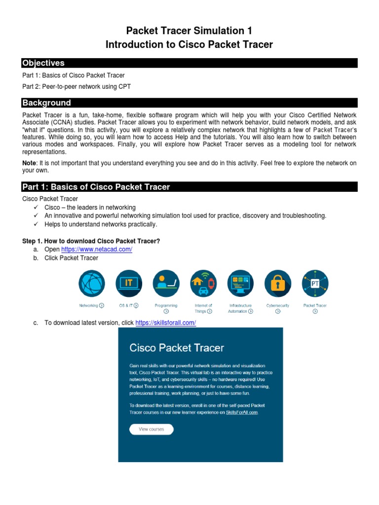 Cisco Packet Tracer Basics Guide | PDF | Ip Address | Computer Network