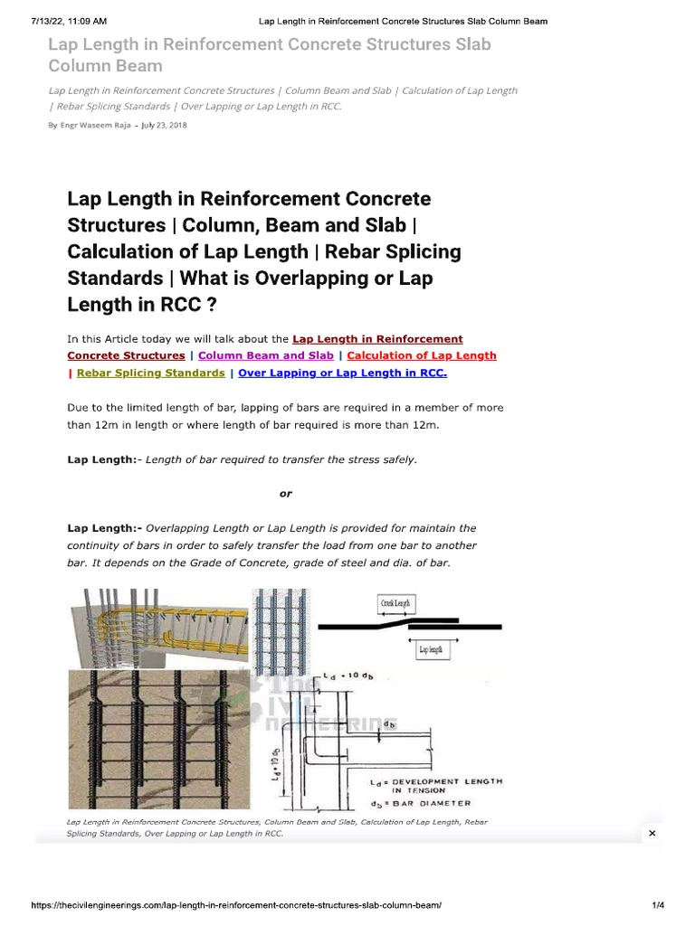 Lap Length Rebar | PDF