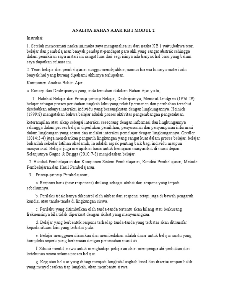 Analisa Bahan Ajar KB 1 Modul 2 | PDF | Karier & Perkembangan