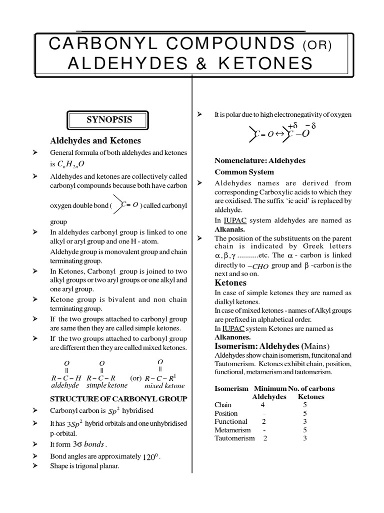 Carbonyl Compounds | PDF | Functional Group | Ketone