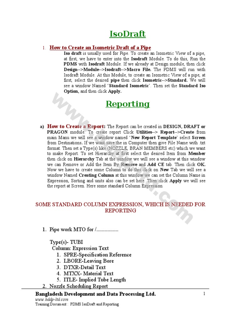 Pdms Iso Draft And Reporting Pdf Comma Separated Values Computer File
