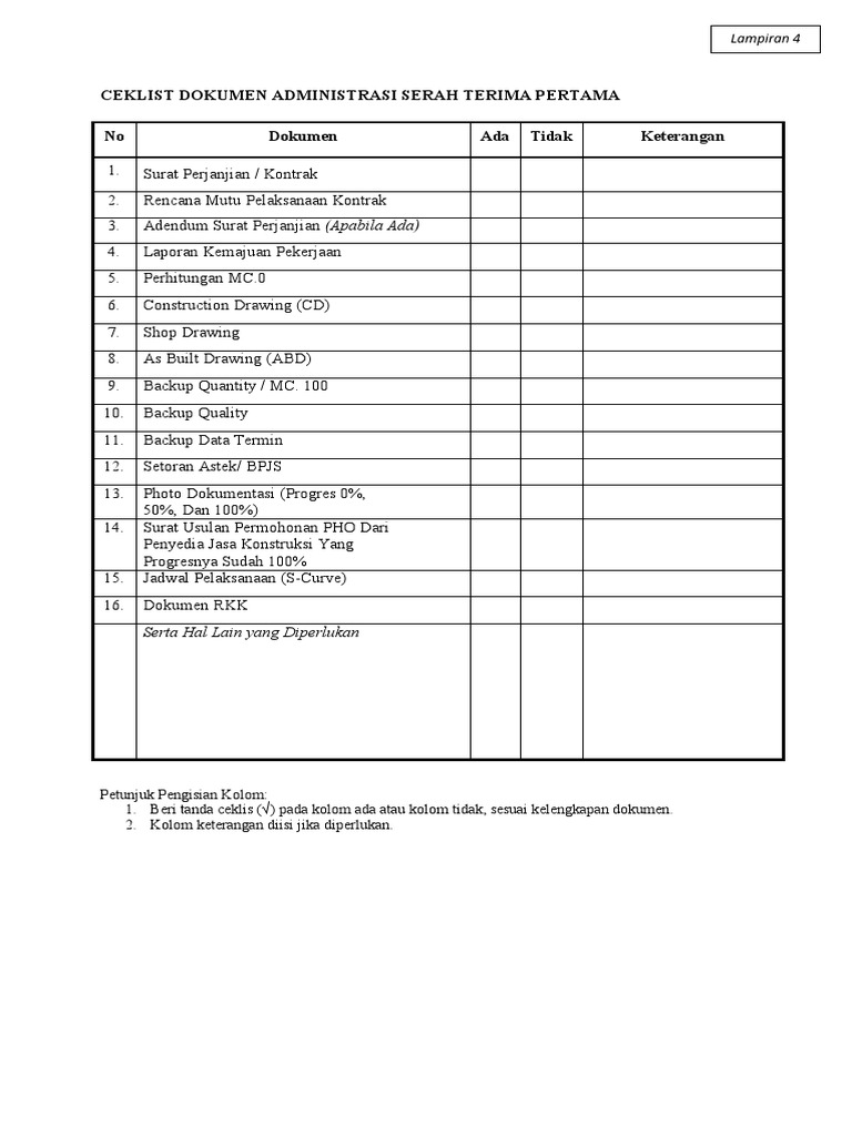 Check List PHO | PDF