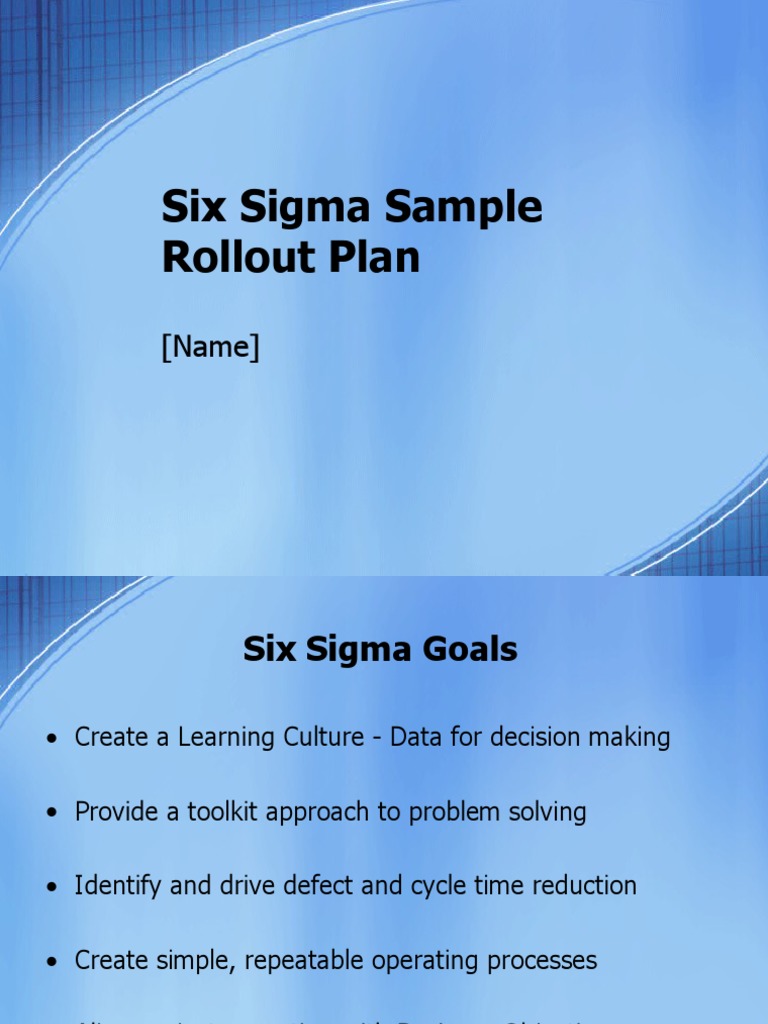 Six Sigma Sample Rollout Plan Pdf Six Sigma Design For Six Sigma 7827