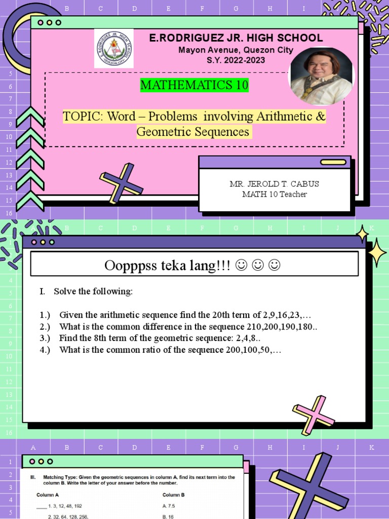 Word Problems On Arithmetic Geometric Sequence | PDF | Planets ...