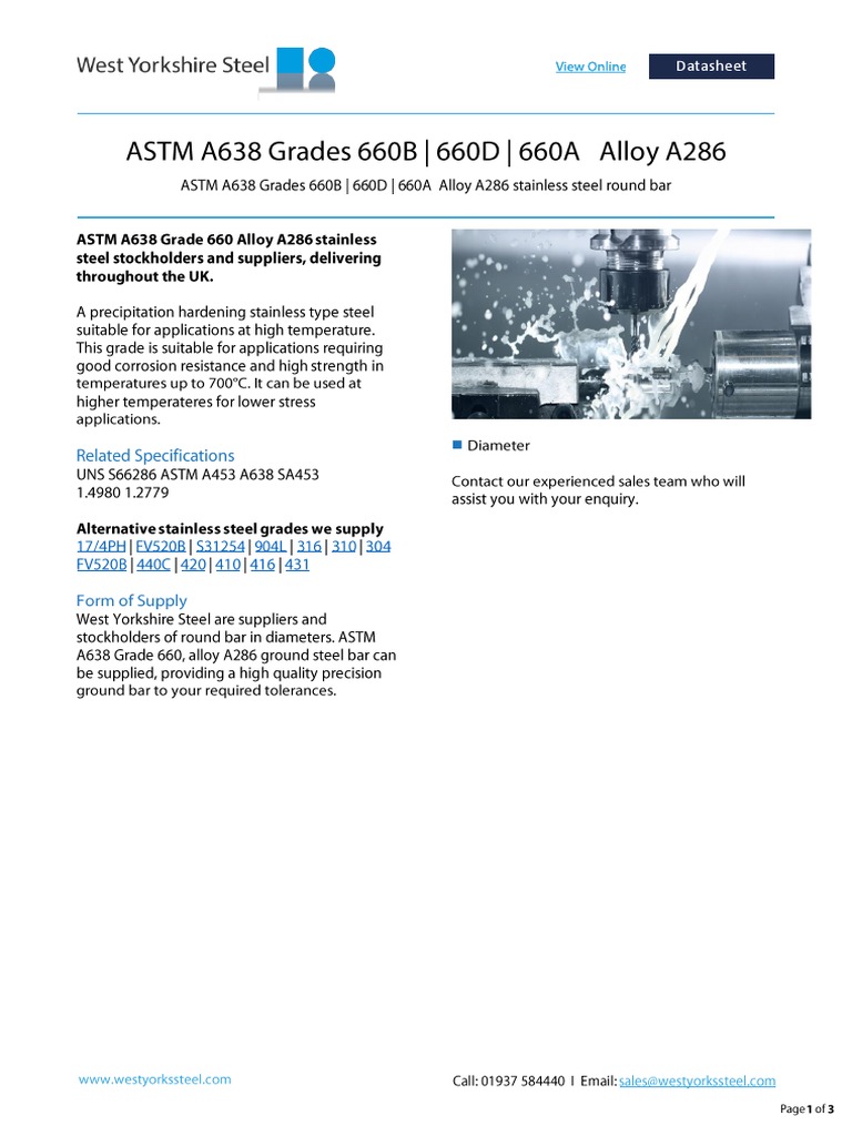 ASTM A638 A286 Grade 660 | PDF