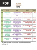 Weekly Tiffin Menu Card | PDF