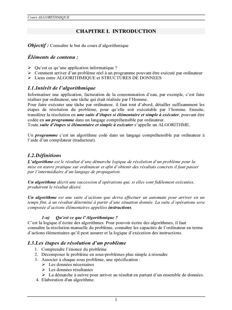 Introduction à l'Algorithmique | PDF