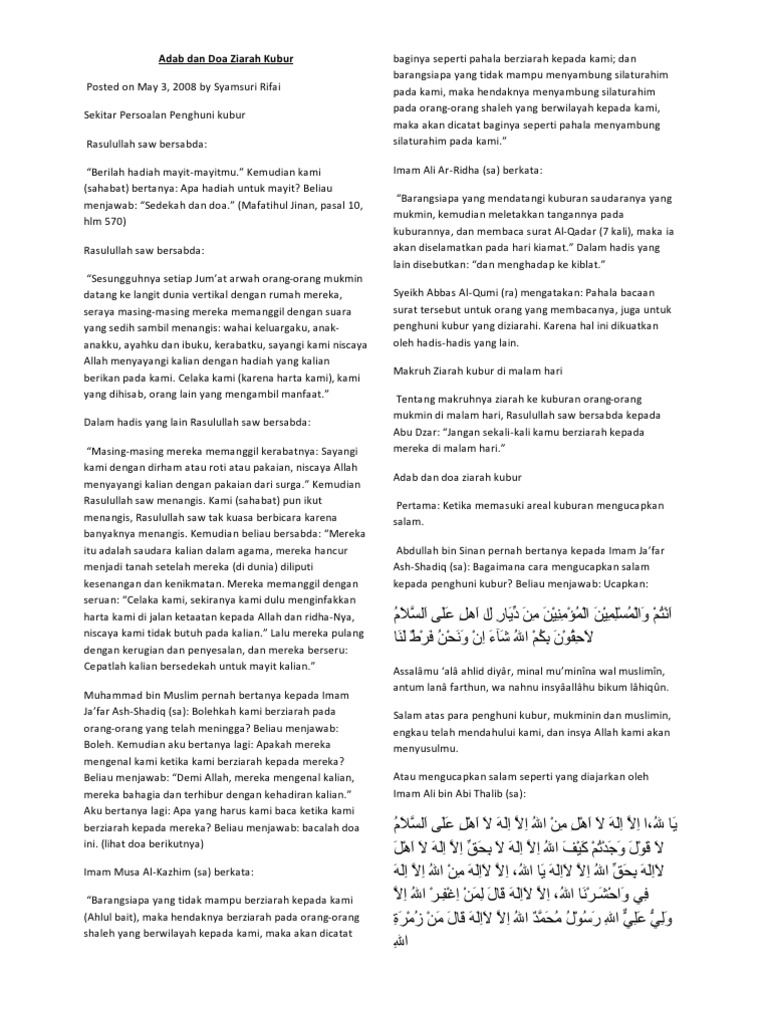 Adab Dan Doa Ziarah Kubur | PDF