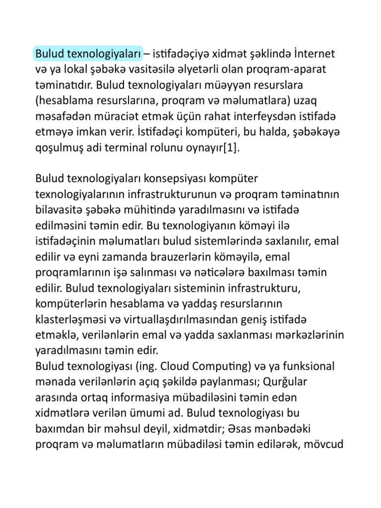 Bulud Texnologiyası | PDF