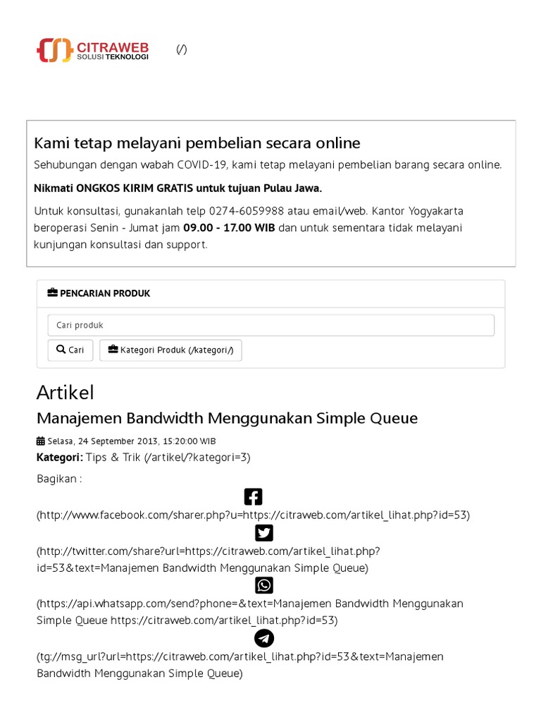 Mikrotik - ID - Manajemen Bandwidth Menggunakan Simple Queue | PDF