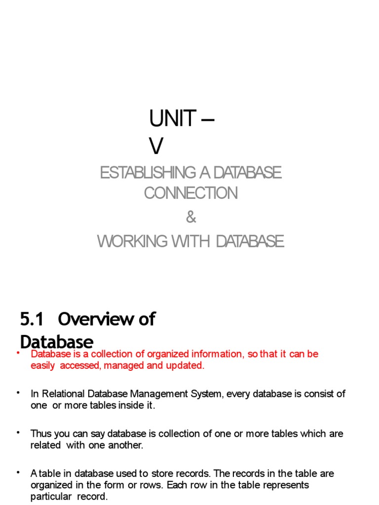 UNIT-5 | PDF | My Sql | Databases