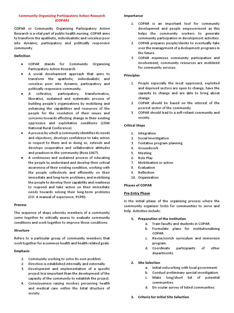 COPAR | Download Free PDF | Participatory Action Research | Community
