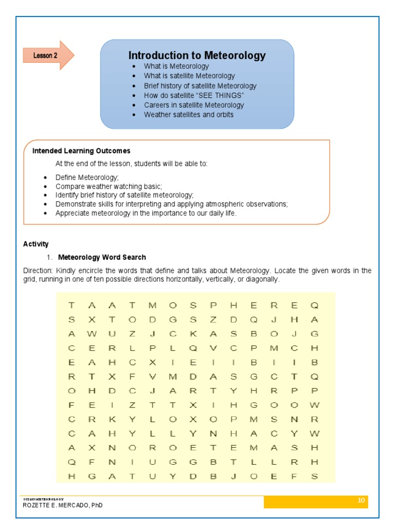 Lesson 2 Meteorology | PDF | Orbit | Satellite
