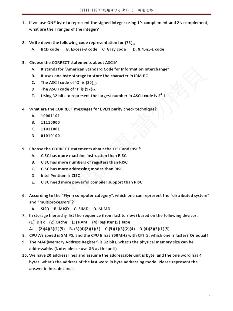 計概Q3 | PDF | Input/Output | Operating System