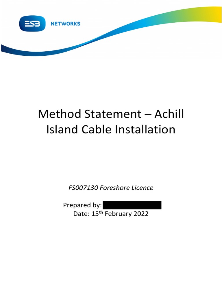 Achill Island Cable Installation Method Statement | PDF | Trench | Duct (Flow)