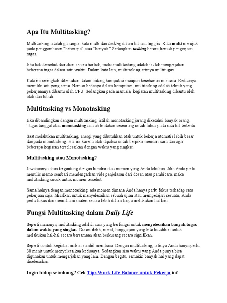 Apa Itu Multitasking | PDF