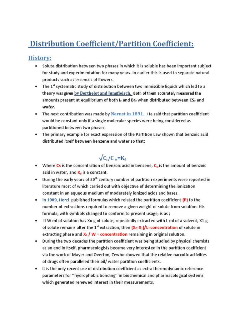 Overview of Partition Coefficient Concepts | PDF | Solubility | Iodine