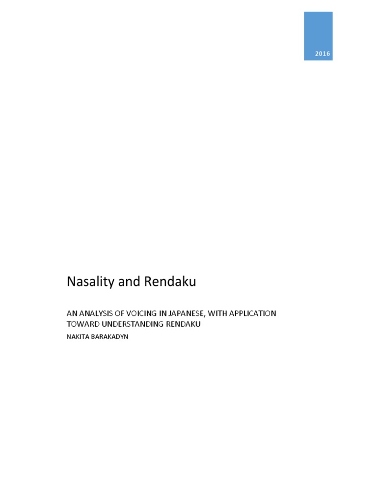 Nasality and Rendaku: Merging Ideas | PDF | Syllable | Consonant