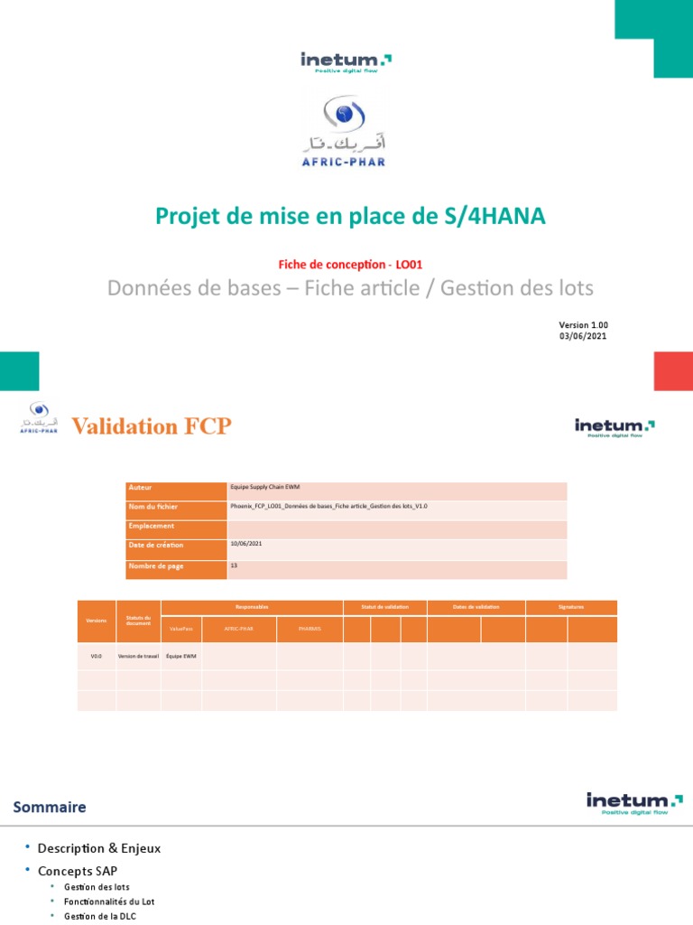 APHRIC-PHAR - PHARMIS - FCP - LO01 - Données de Bases - Fiche Article ...