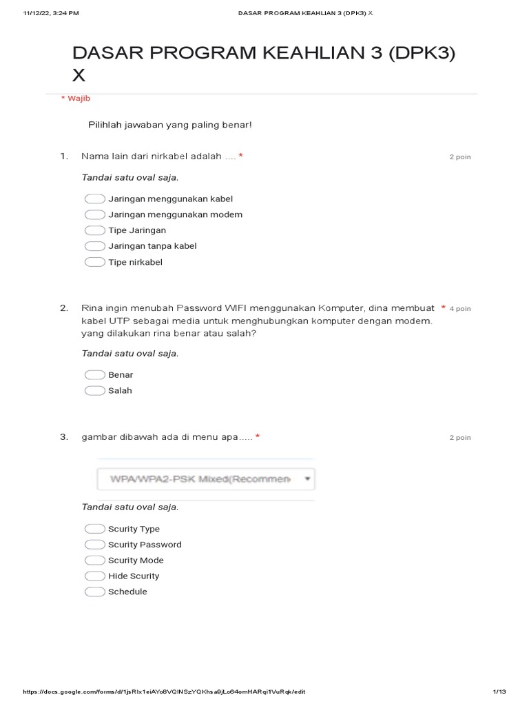 Soal DPK 3 Pas Kelas X | PDF