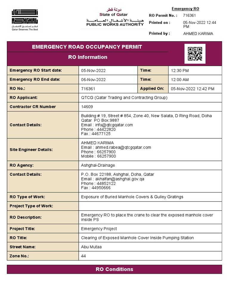 Emergency Road Occupancy Permit 716361 | PDF | Legal Liability | Justice