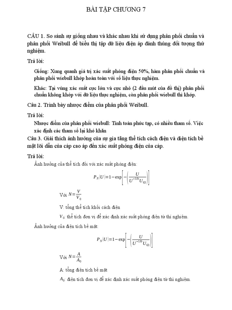 Bài Tập Chương 7 | PDF