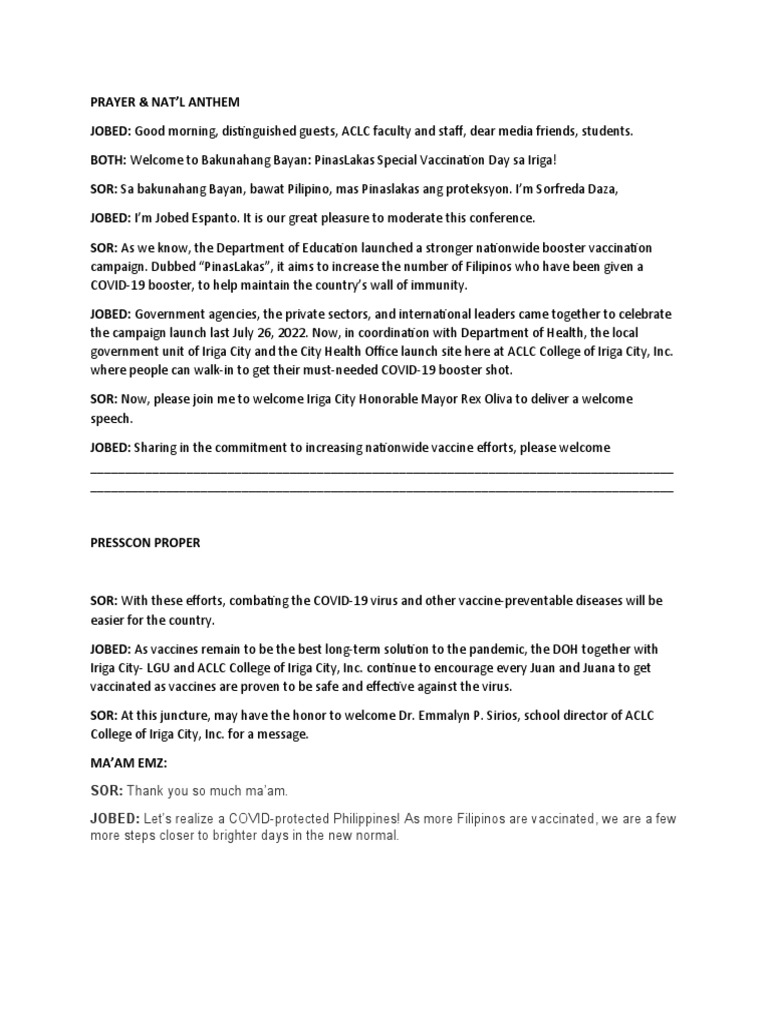 Script Presscon | PDF