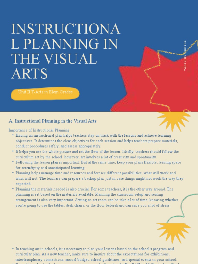 Instructional Planning in Visual Arts | PDF | Teachers | Curriculum
