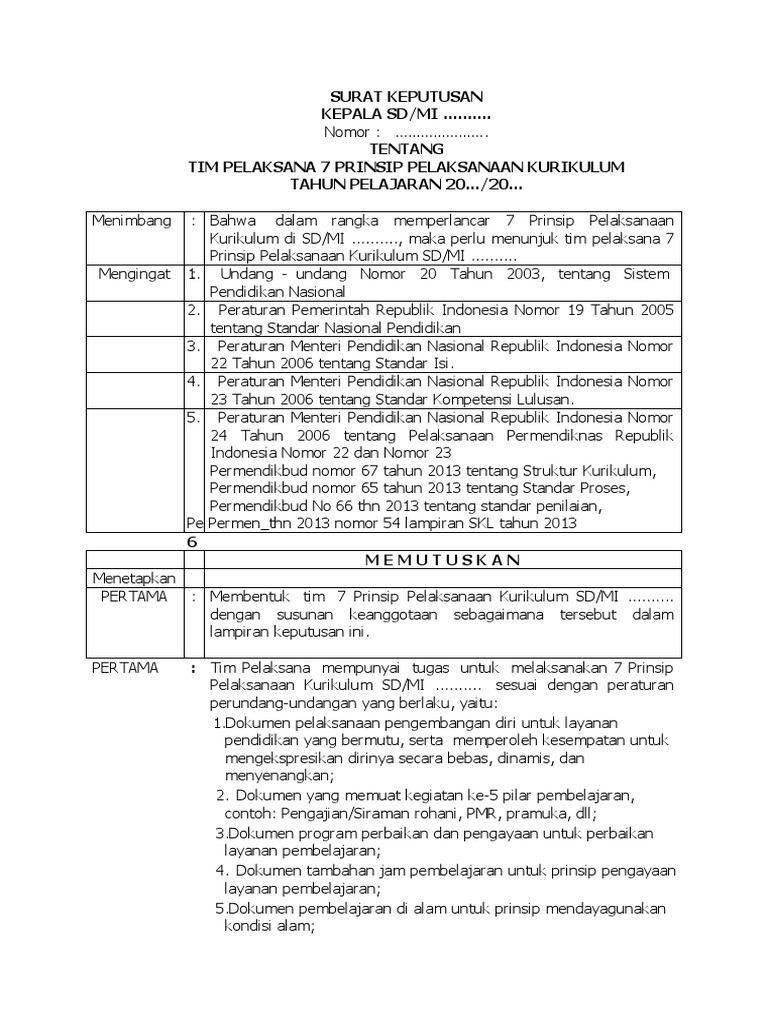 SK - Tim Pelaksana 7 Prinsip | PDF