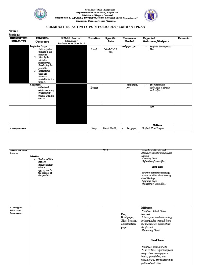 Portfolio Development Plan | PDF | Science | Learning