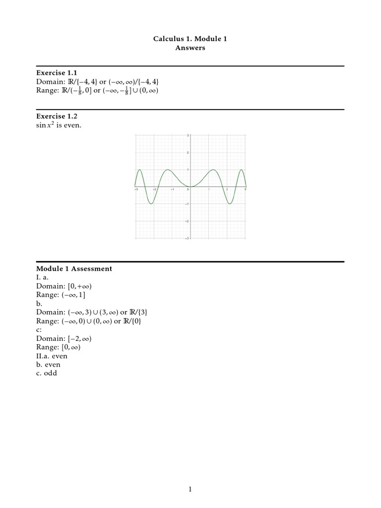 Calc 1 Prelim Answers | PDF | Function (Mathematics) | Slope