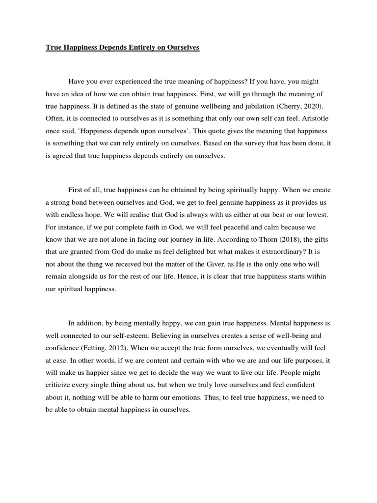True Happiness Depends Entirely On Ourselves | PDF | Happiness | Feeling