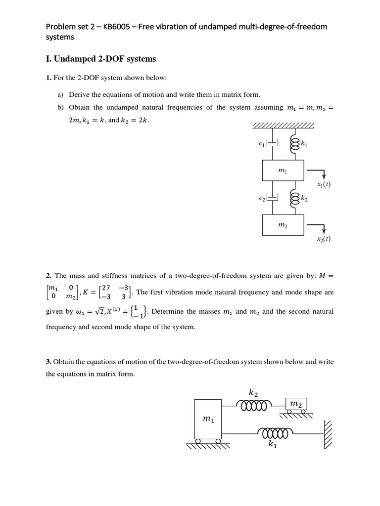 Seminar - 5 - Free Vibration of Undamped multi-DOF Systems | PDF | Normal Mode | Physical Quantities