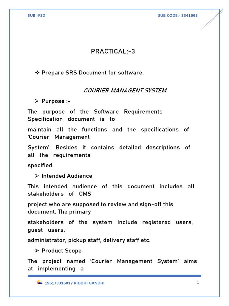 FSD Practical 3 | PDF | User (Computing) | Specification (Technical ...