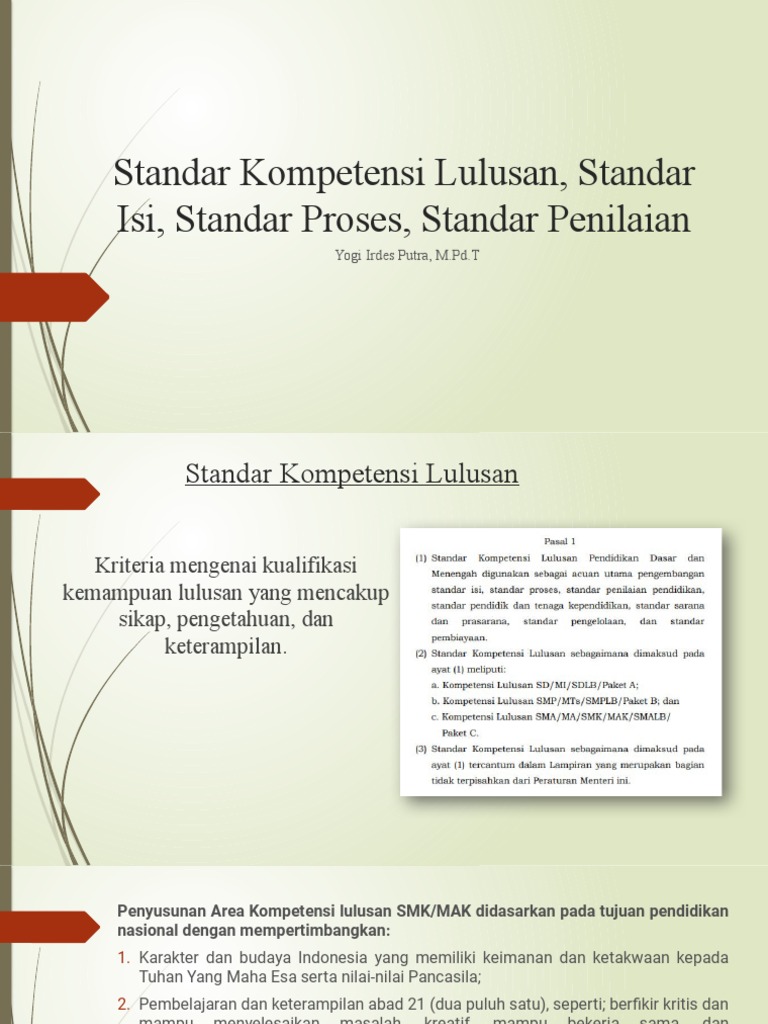 5 Standar Kompetensi Lulusan, Standar Isi, Standar | PDF