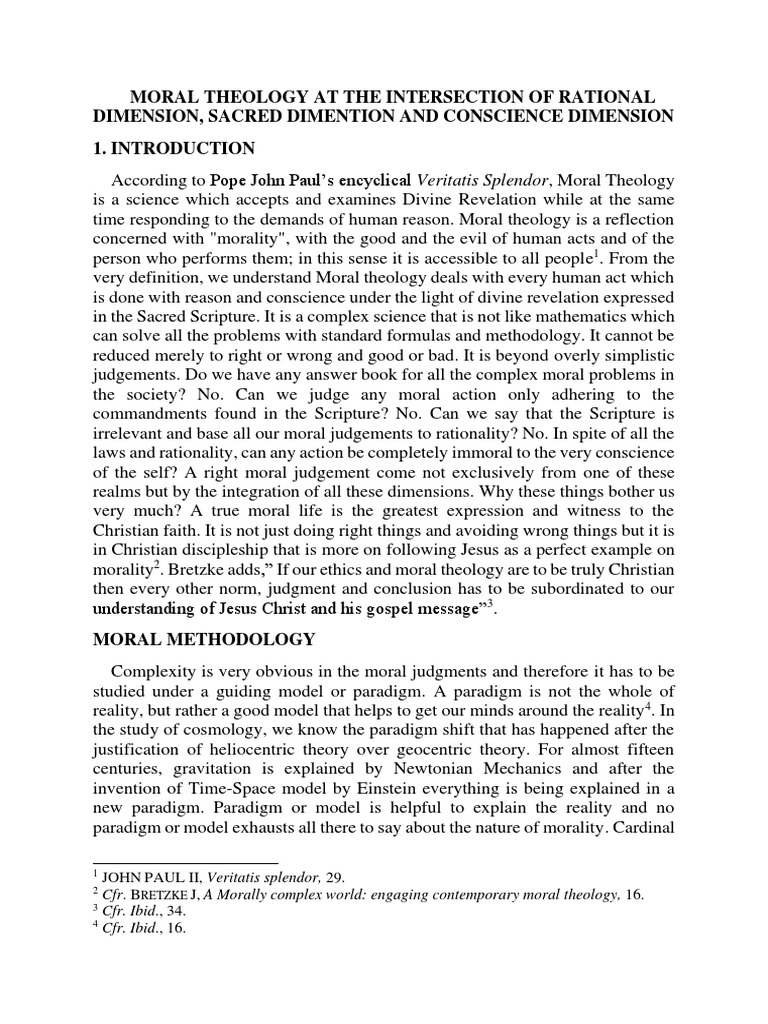 Moral Theology at The Intersection of Rational Dimension, Sacred Dimention and Conscience ...